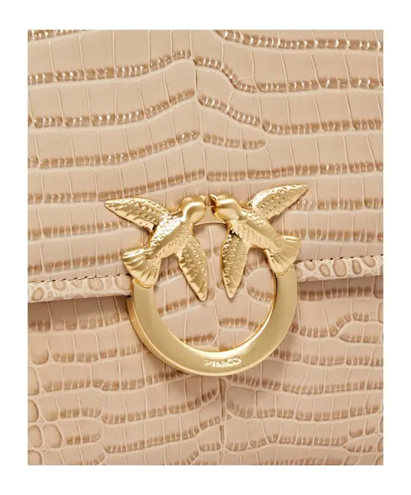 Pinko Love Birds Box Embossed Mini Shoulder Bag - Beige