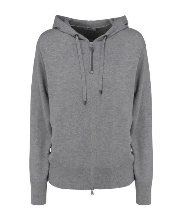 Brunello Cucinelli Zipped Drawstring Hoodie - Grey