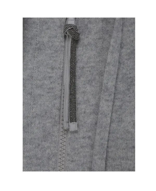 Brunello Cucinelli Zipped Drawstring Hoodie - Grey