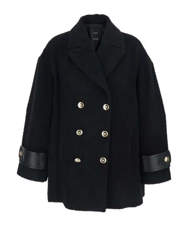 Pinko Double-breasted Coat With Button Cuffs - Black