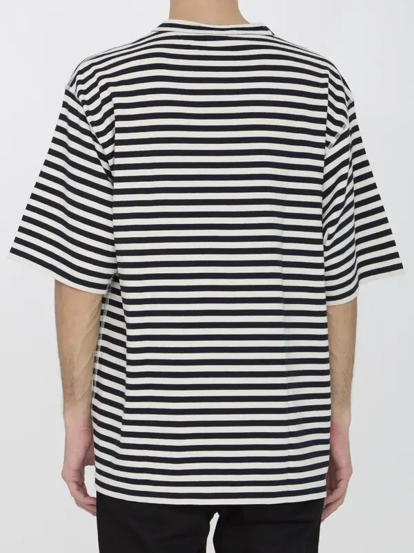 Dolce & Gabbana Dolce Gabbana Logo-embroidered Striped Crewneck T-shirt - Black
