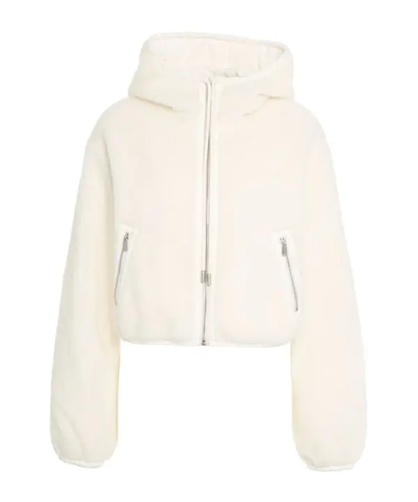 Pinko Long Sleeve Hooded Casual Jacket - White