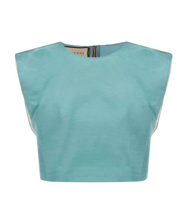 Gucci Shoulder-pads Sleeveless Cropped Top