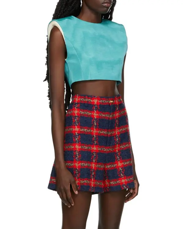 Gucci Shoulder-pads Sleeveless Cropped Top