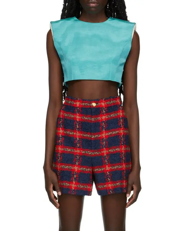 Gucci Shoulder-pads Sleeveless Cropped Top