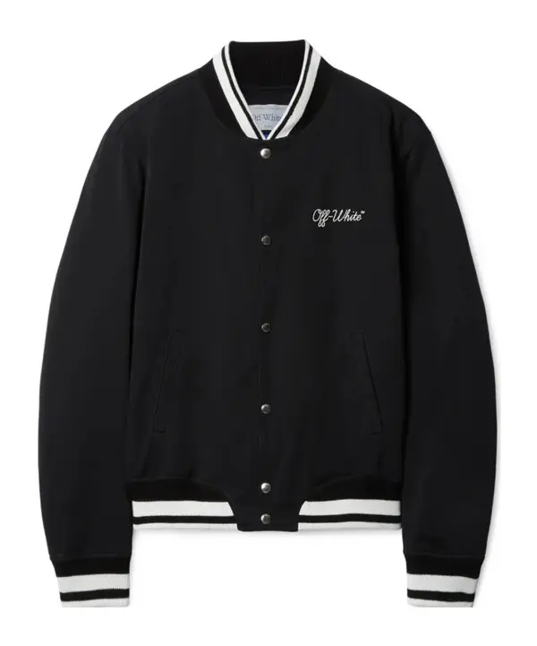Off-White Script Button-up Varsity Jacket - Black
