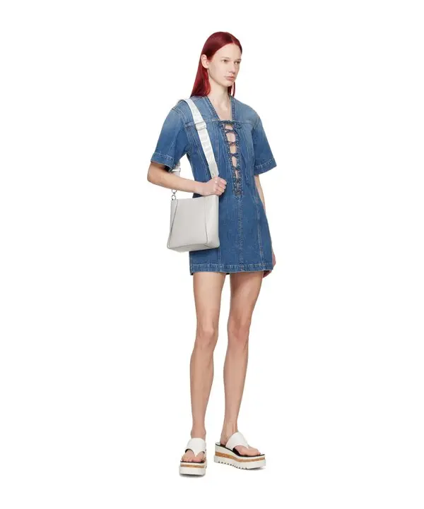 Stella McCartney Short Sleeve Lace-up Denim Dress
