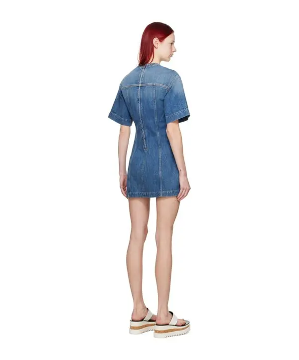 Stella McCartney Short Sleeve Lace-up Denim Dress