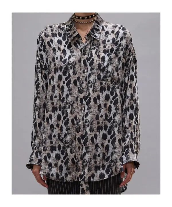 R13 Leopard Print Buttoned Shirt With Long Sleeves And Chest Pocket - Black