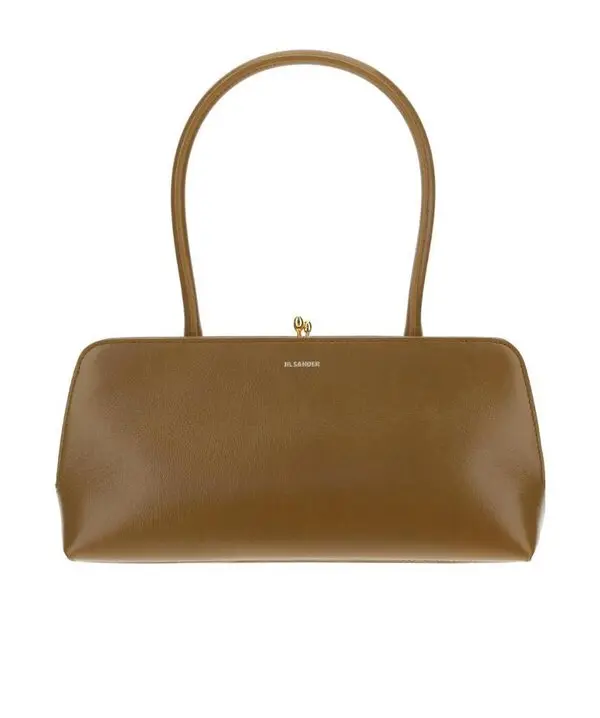 JIL SANDER Kiss-lock Leather Shoulder Bag - Brown