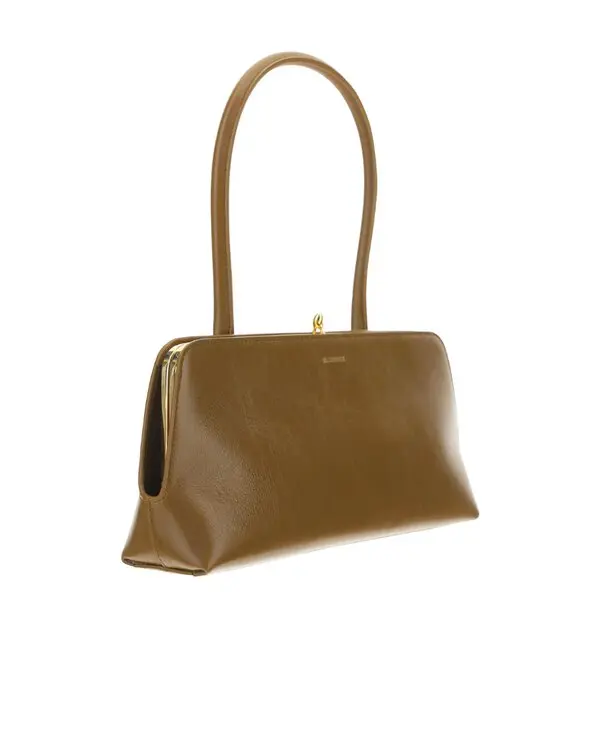 JIL SANDER Kiss-lock Leather Shoulder Bag - Brown