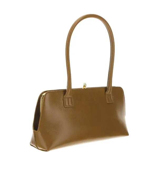 JIL SANDER Kiss-lock Leather Shoulder Bag - Brown