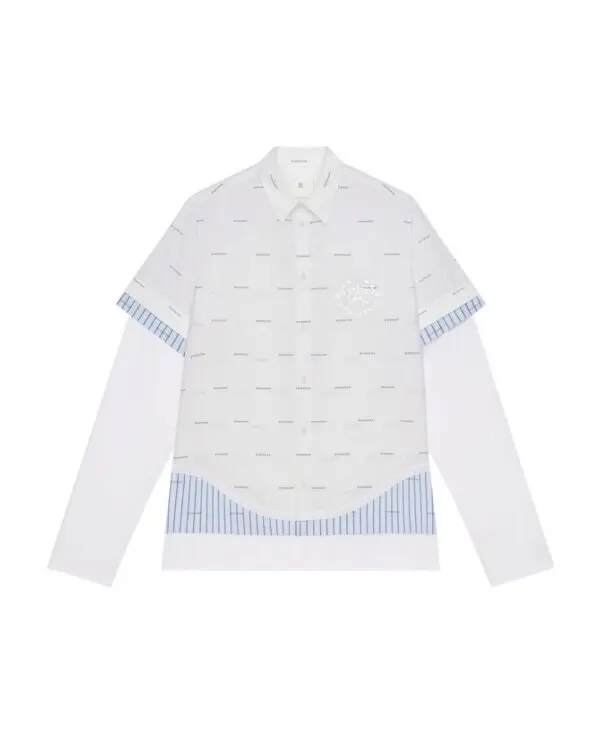 Givenchy All-over Logo Printed Double-layered Shirt