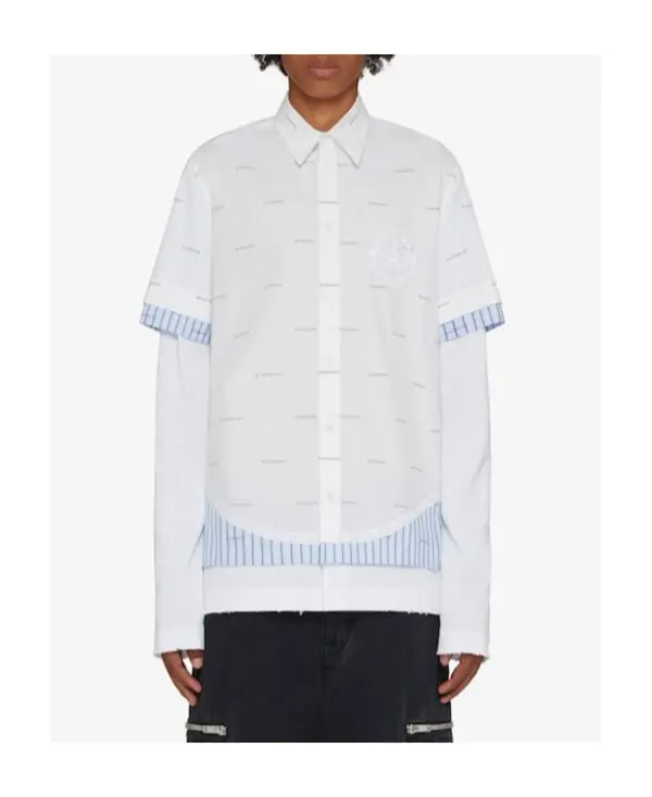 Givenchy All-over Logo Printed Double-layered Shirt