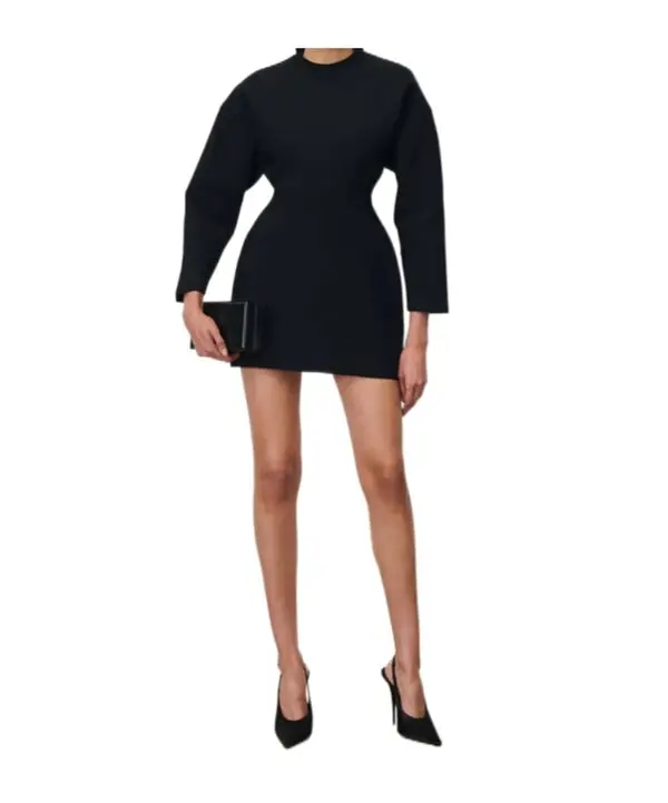 Wardrobe.NYC Round Neck Knitted Dress - Black