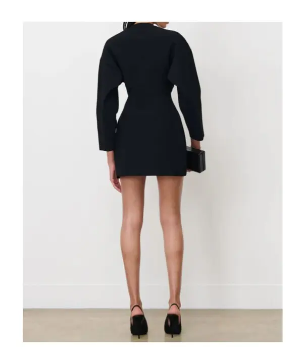 Wardrobe.NYC Round Neck Knitted Dress - Black