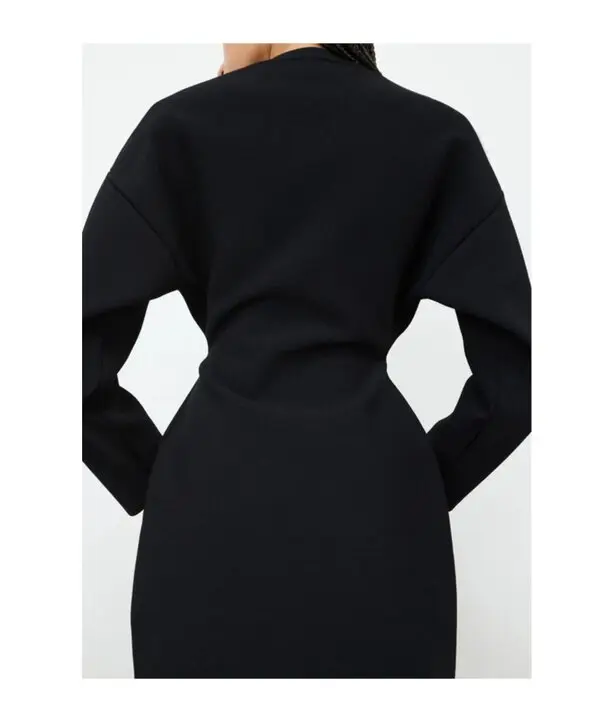 Wardrobe.NYC Round Neck Knitted Dress - Black