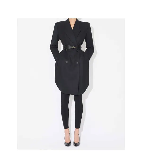 Alaïa Double-breasted Knee-length Coat - Dark Blue