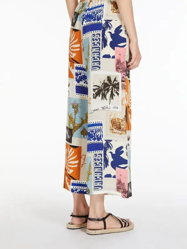 Max Mara Printed Silk Crepe De Chine Wide-leg Trousers - Multicolor