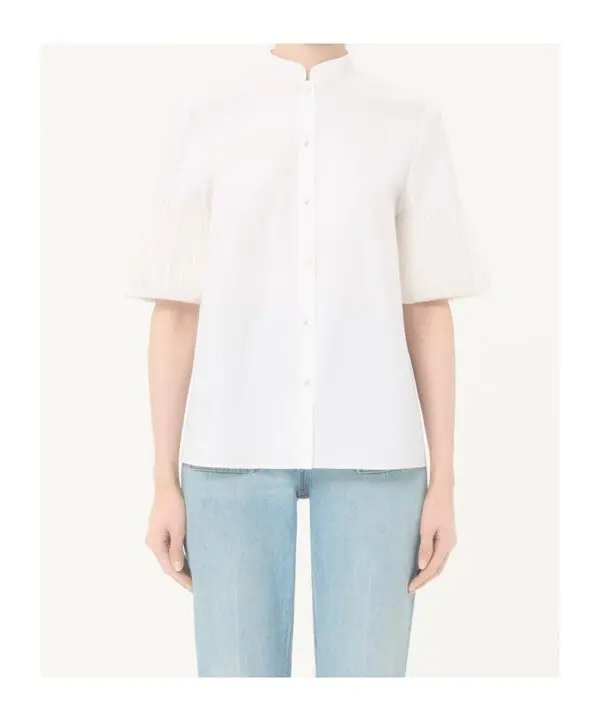 Valentino Garavani Embroidered Cotton Popeline Shirt With Mandarin Collar