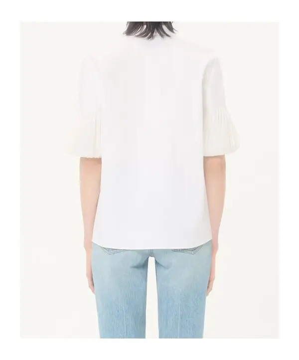 Valentino Garavani Embroidered Cotton Popeline Shirt With Mandarin Collar