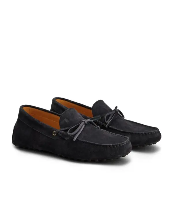TOD'S Logo Embossed Lace-up Loafers - Black