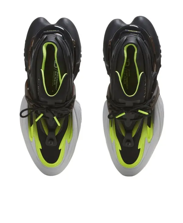 Balmain Fluorescent Neoprene And Leather Trainers - Black