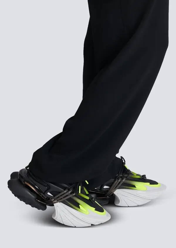Balmain Fluorescent Neoprene And Leather Trainers - Black