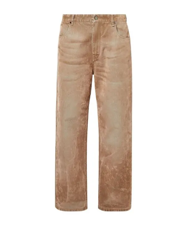 Fendi Logo Patch Straight-leg Jeans - Brown