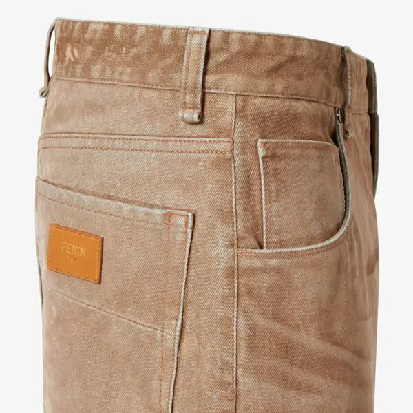 Fendi Logo Patch Straight-leg Jeans - Brown