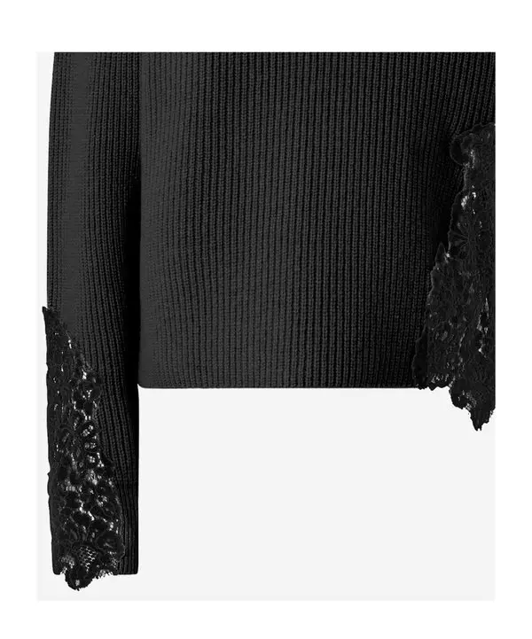 Pinko Lace Appliqué Ribbed Crewneck Jumper