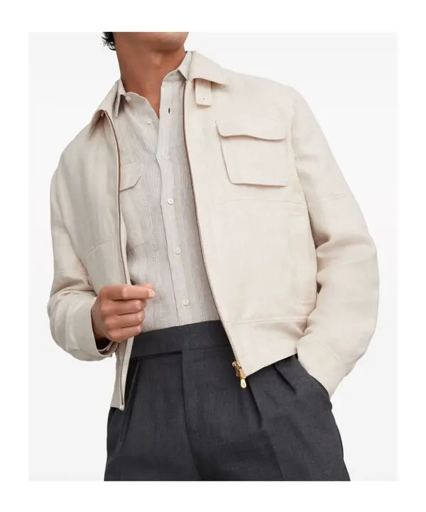 Brunello Cucinelli Spread Collar Zip-up Bomber Jacket