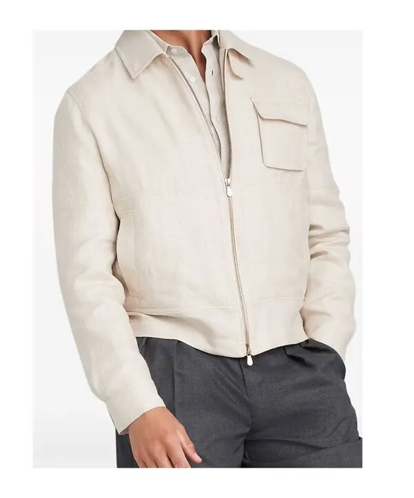 Brunello Cucinelli Spread Collar Zip-up Bomber Jacket