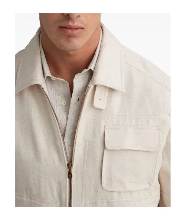 Brunello Cucinelli Spread Collar Zip-up Bomber Jacket
