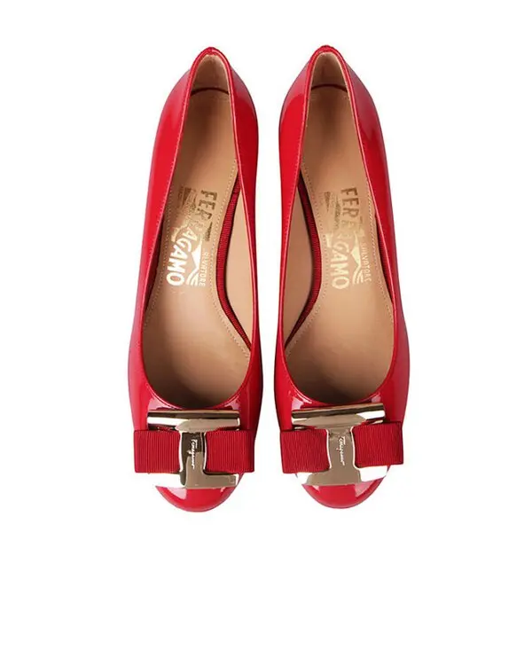 FERRAGAMO Patent Leather Bow Wedge