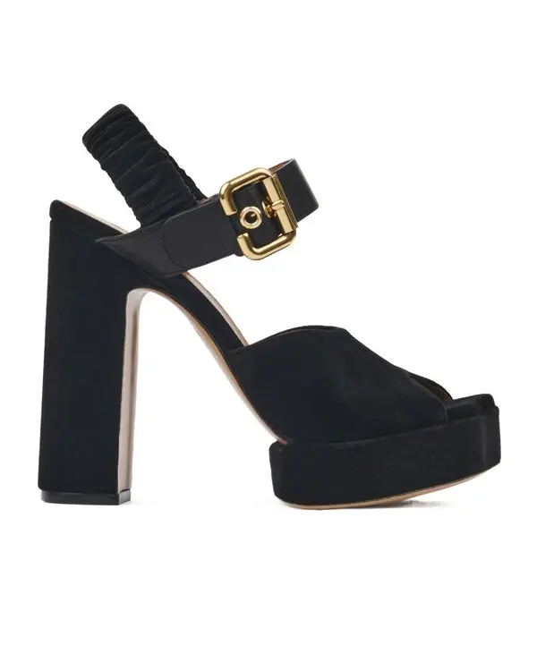 Chloé Aria Platform Sandals With Buckle Detail - Black