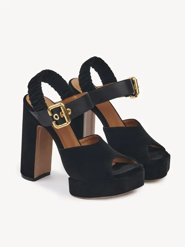 Chloé Aria Platform Sandals With Buckle Detail - Black