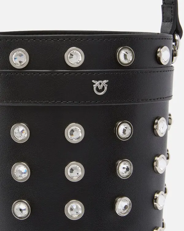 Pinko Mini Bucket Bag With Rhinestones
