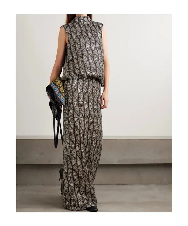Dries Van Noten Gathered Printed Devoré-velvet Gown