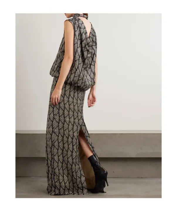 Dries Van Noten Gathered Printed Devoré-velvet Gown