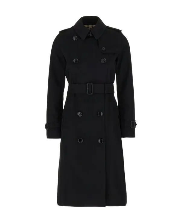 Burberry Double Breasted Belted Trench Coat - Black