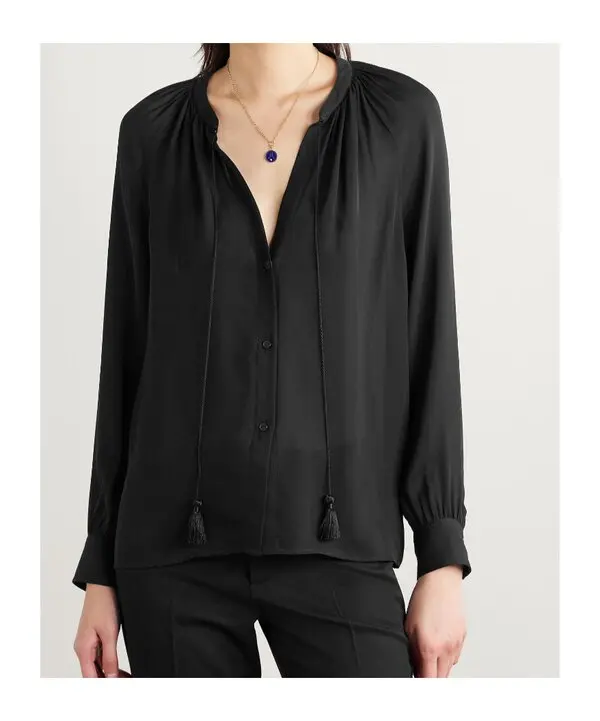 NILI LOTAN Lys Tie-neck Silk-chiffon Shirt