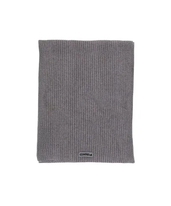 Pinko Logo Patch Knitted Scarf - Grey