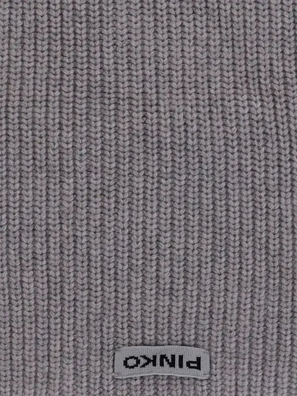 Pinko Logo Patch Knitted Scarf - Grey