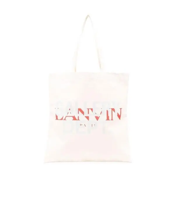 LANVIN Logo Cotton Tote Bag - White