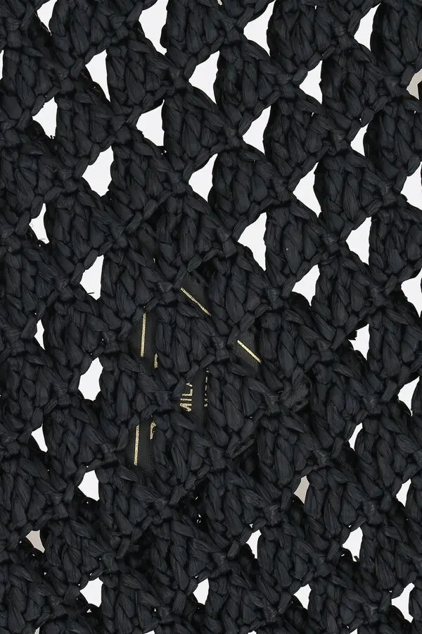 Prada Woven Fabric Crochet Tote Bag - Black