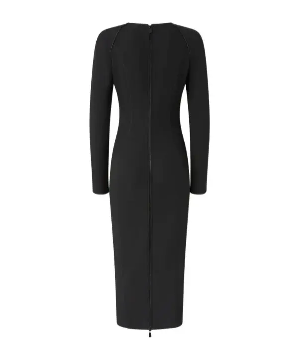 Pinko Long Sleeve Ribbed Shoulder Slim-fit Dress