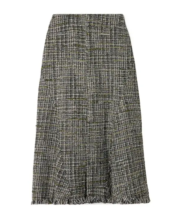 Erdem Raw-edged Tweed Midi Skirt