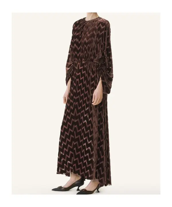 LANVIN Zigzag" Print Velvet Maxi Dress