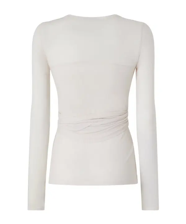 Pinko Long Sleeve Wrap Top With Pleated Detailing - White